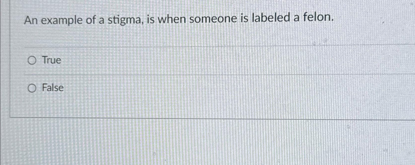 Solved An example of a stigma, is when someone is labeled a | Chegg.com