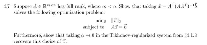 Solved Suppose A∈Rm×n has full rank, where m | Chegg.com
