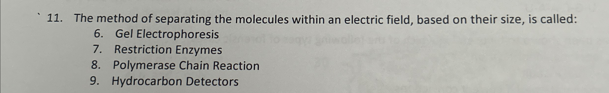 Solved The method of separating the molecules within an | Chegg.com