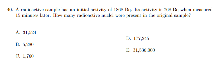 Solved A radioactive sample has an initial activity of | Chegg.com