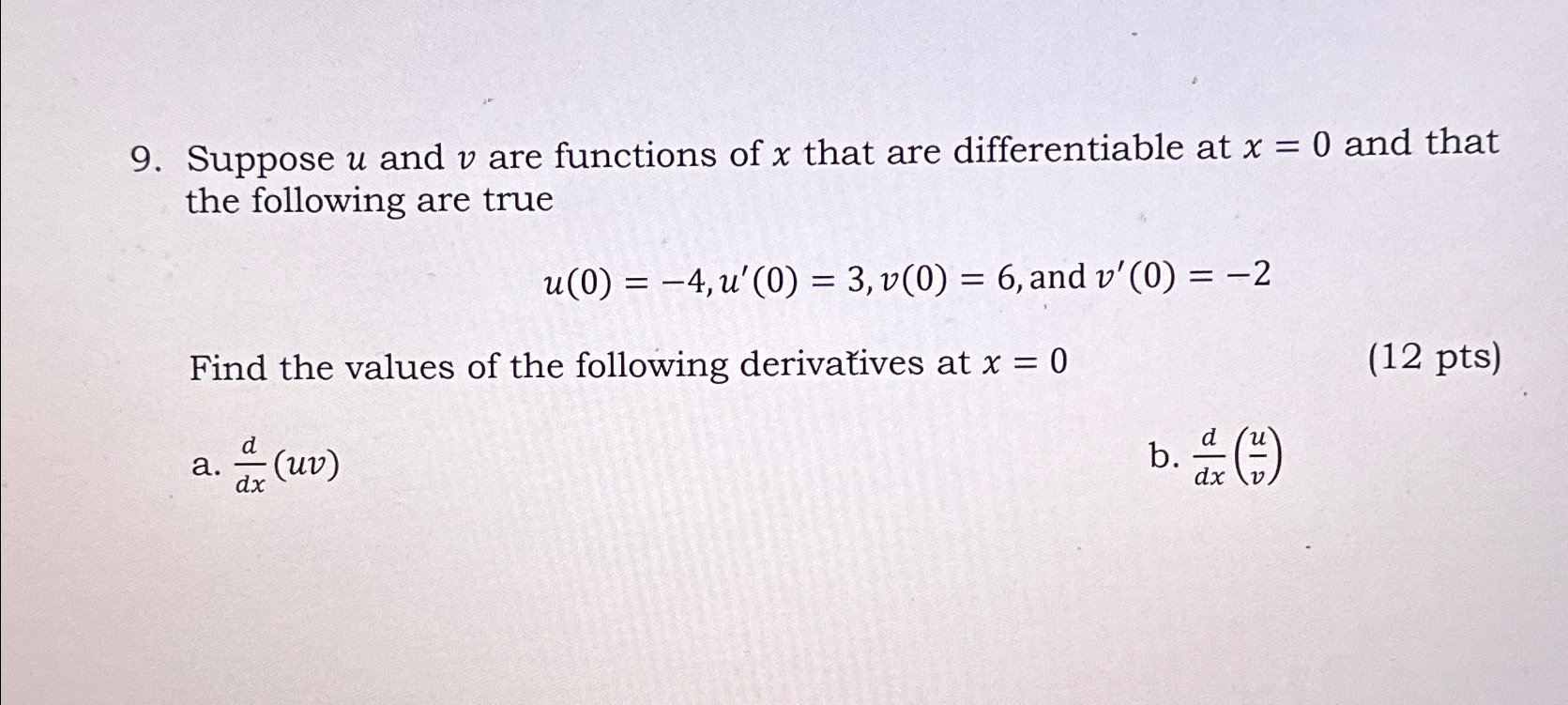 Solved Suppose u ﻿and v ﻿are functions of x ﻿that are | Chegg.com