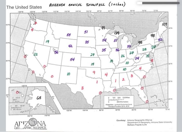 Us Average Annual Snowfall Map