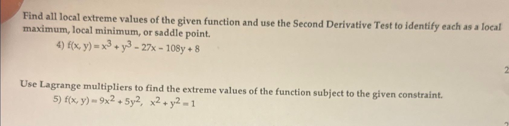 Solved Find all local extreme values of the given function | Chegg.com