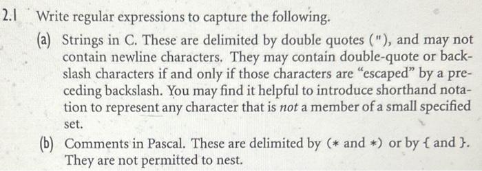 Solved I Write regular expressions to capture the following. | Chegg.com