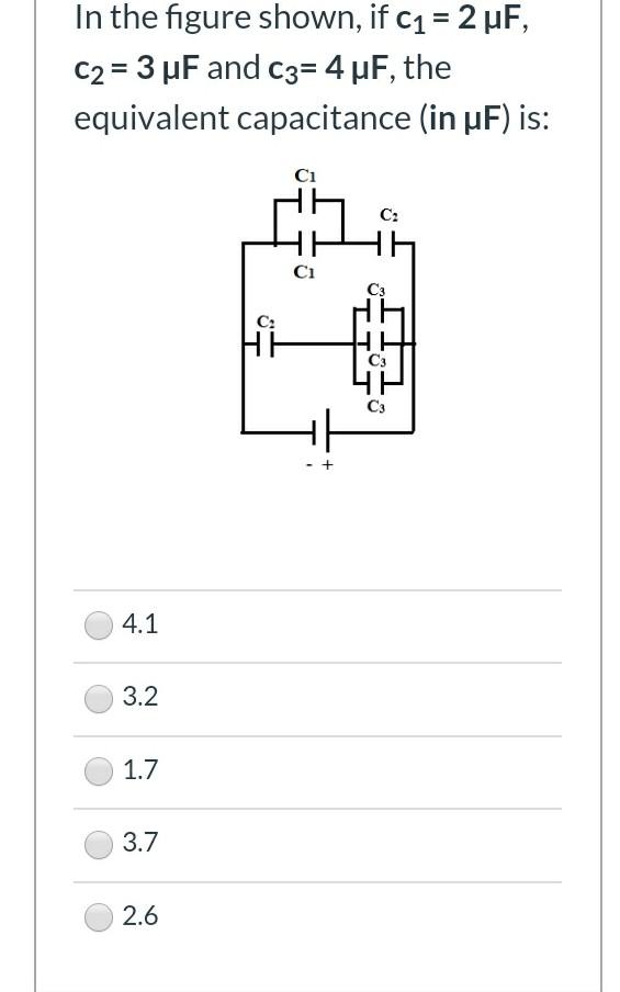 Solved In the figure shown, if C1 = 2 uF, C2 = 3 uF and c3= | Chegg.com