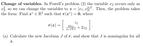 Solved Change of variables. In Powell's problem (2) ﻿the | Chegg.com