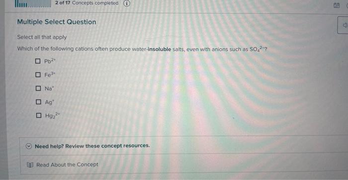 Solved Select all that apply Which of the following cations | Chegg.com