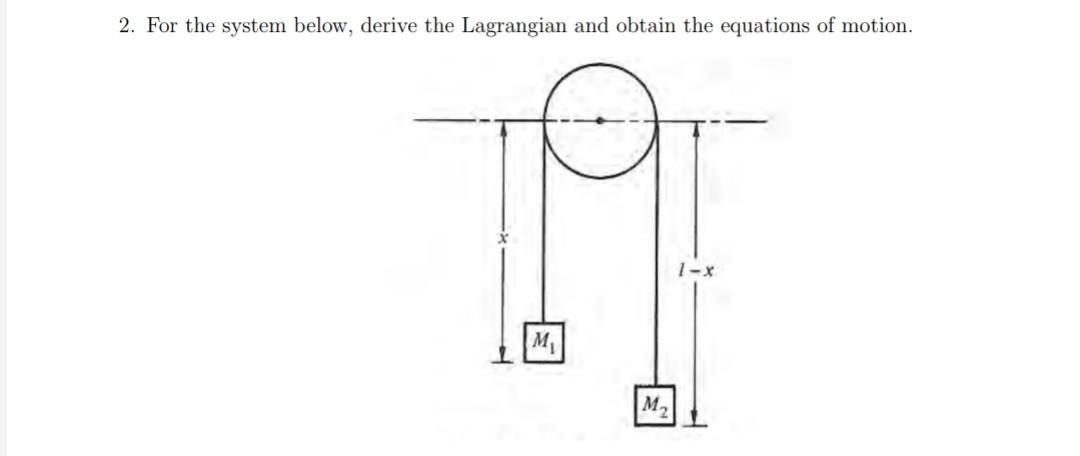 Solved 2 For The System Below Derive The Lagrangian And
