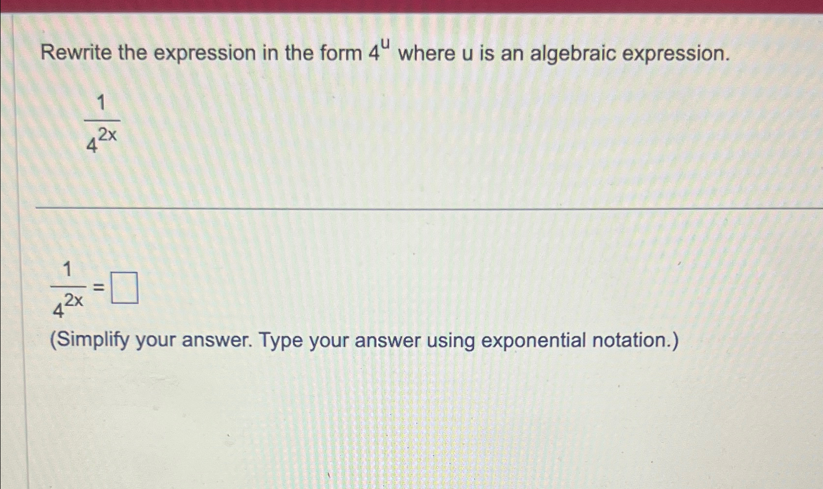 Solved Rewrite the expression in the form 4u ﻿where u ﻿is an | Chegg.com