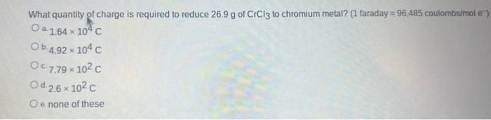 Solved What quantity of charge is required to reduce 26.9 g | Chegg.com