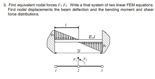 3. Find equivalent nodal forces F3,F4. Write a final | Chegg.com