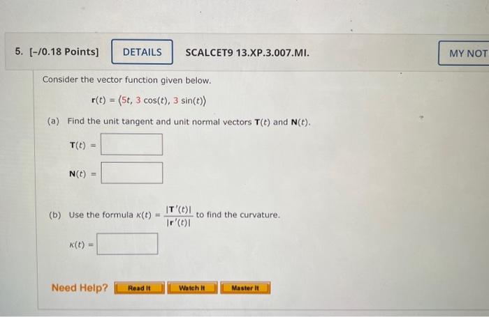 Solved Consider the vector function given below. | Chegg.com