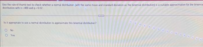 Solved Use the rue-of thumb test to check whether a nomal | Chegg.com