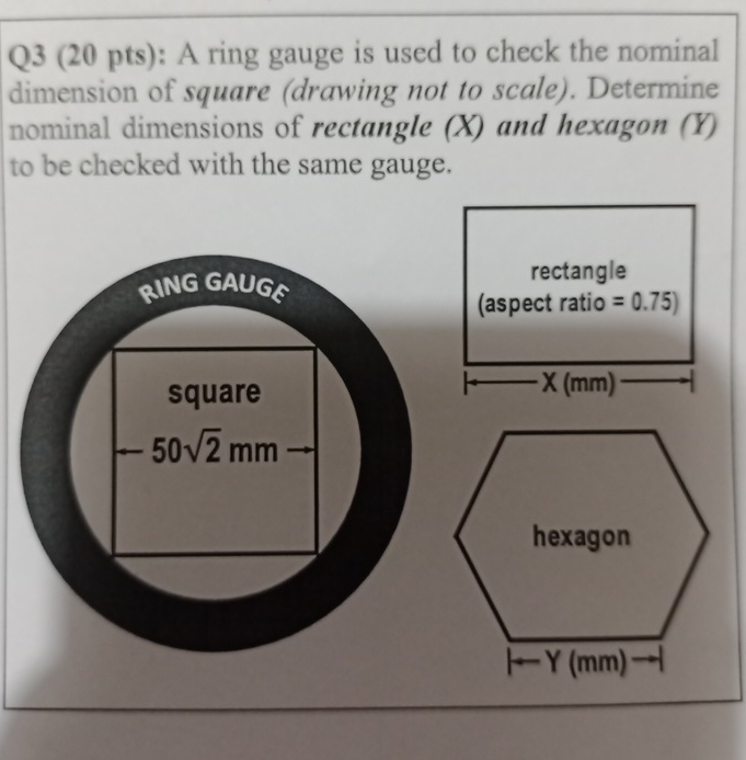 Solved Q3 (20 ﻿pts): A ring gauge is used to check the | Chegg.com