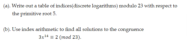 A ﻿write Out A Table Of Indices Discrete