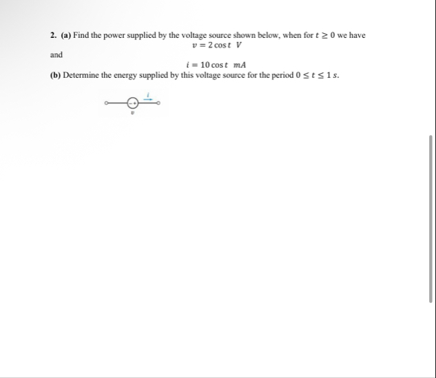 (a) ﻿Find the power supplied by the voltage source | Chegg.com