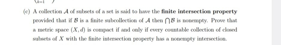 Solved (c) ﻿A collection A ﻿of subsets of a set is said to | Chegg.com