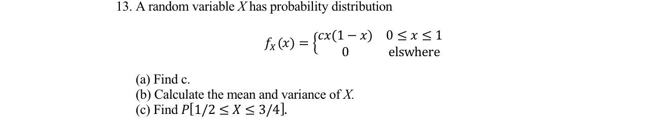 Solved A random variable x ﻿has probability | Chegg.com