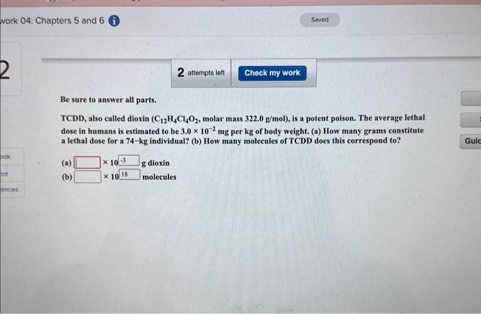 Solved Be Sure To Answer All Parts Using The Following