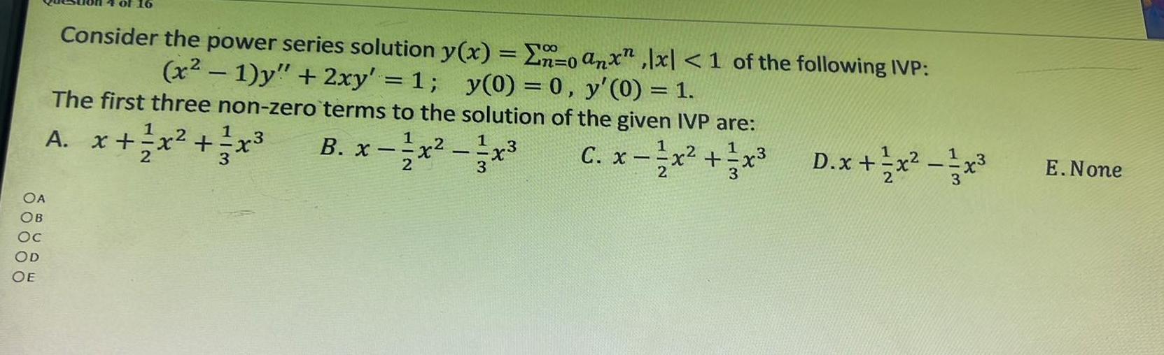 Consider the power series solution | Chegg.com