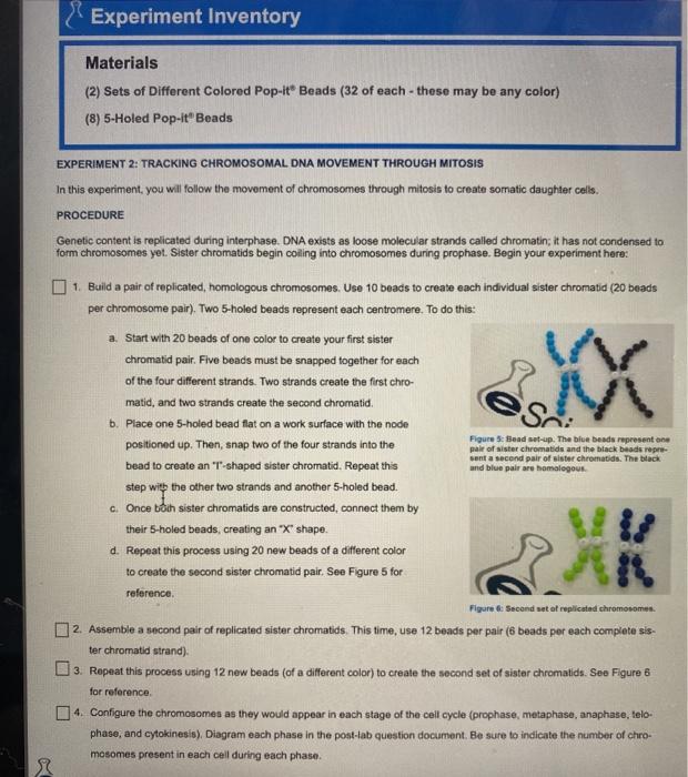 Experiment Inventory Materials (2) Sets of Different | Chegg.com