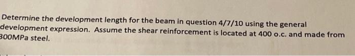 Solved Determine the development length for the beam in | Chegg.com