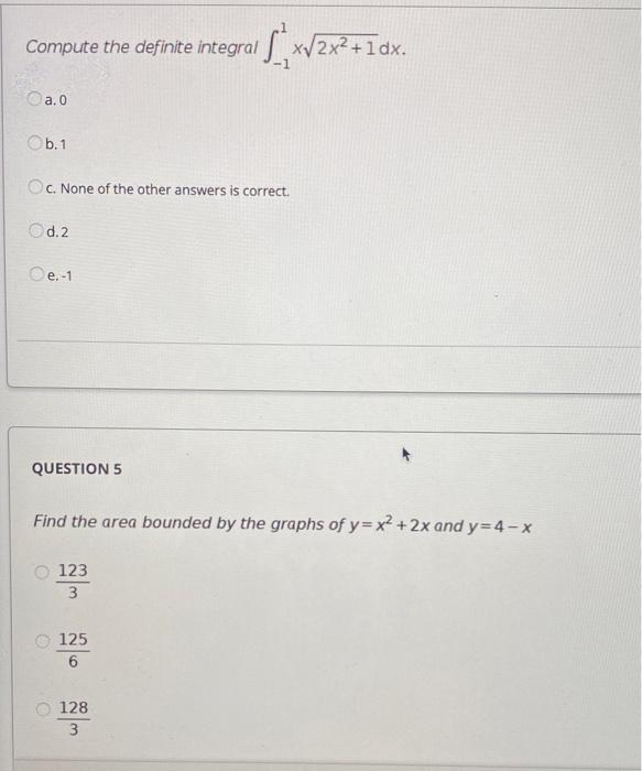 Solved Compute the definite integral xv2x2+1dx. a. b.1 c. | Chegg.com