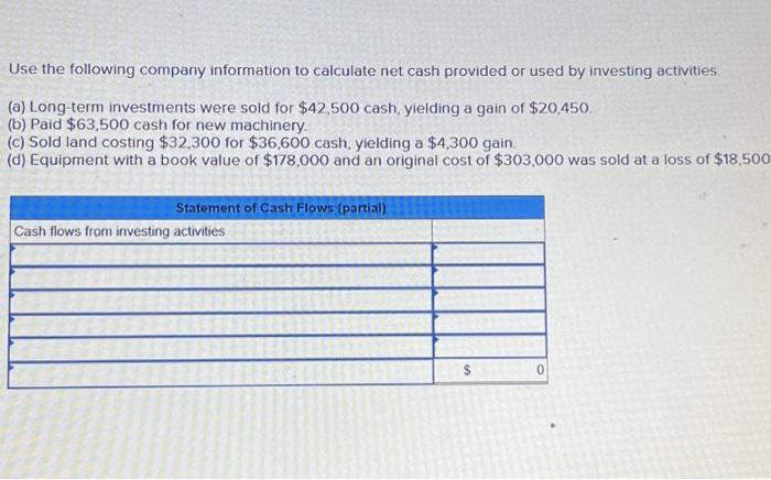 Solved Use the following company information to calculate | Chegg.com
