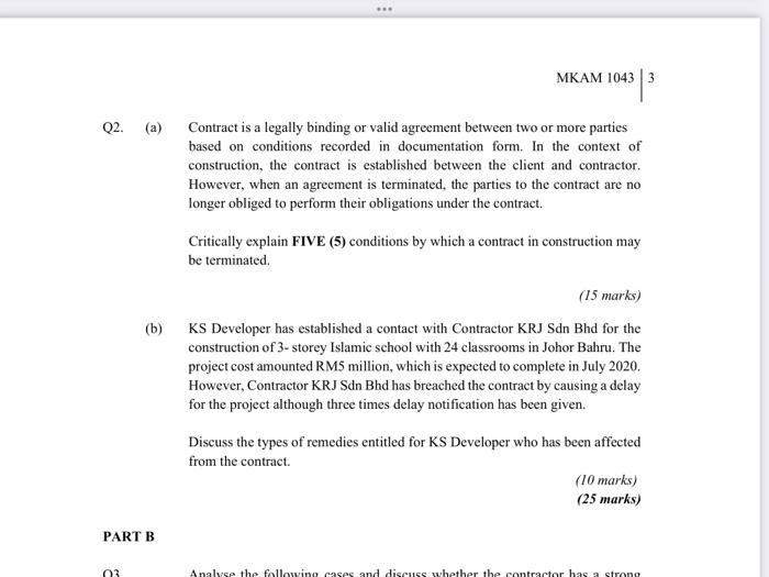 Solved MKAM 1043 ∣3 (a) Contract is a legally binding or | Chegg.com