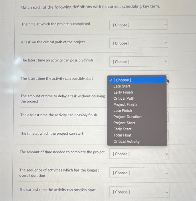 Solved Match each of the following definitions with its | Chegg.com