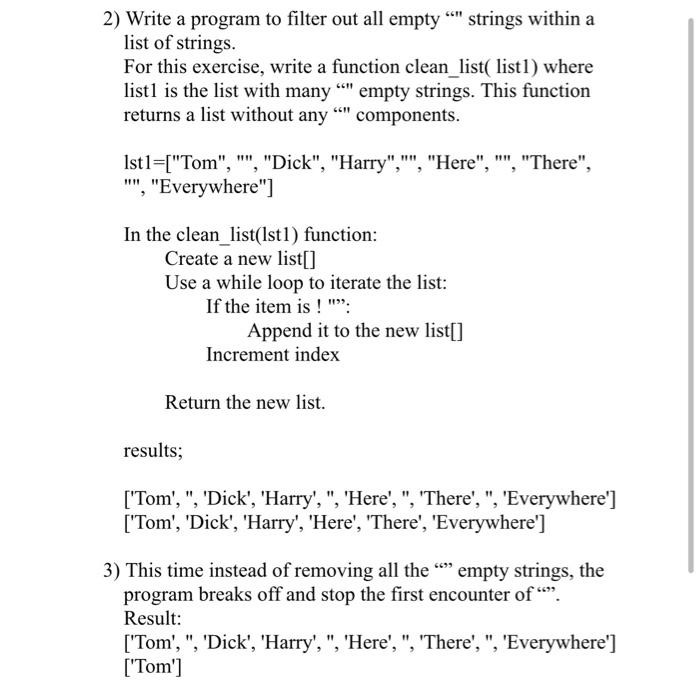 Solved 2) Write a program to filter out all empty Solved 2) Write a program to filter out all empty