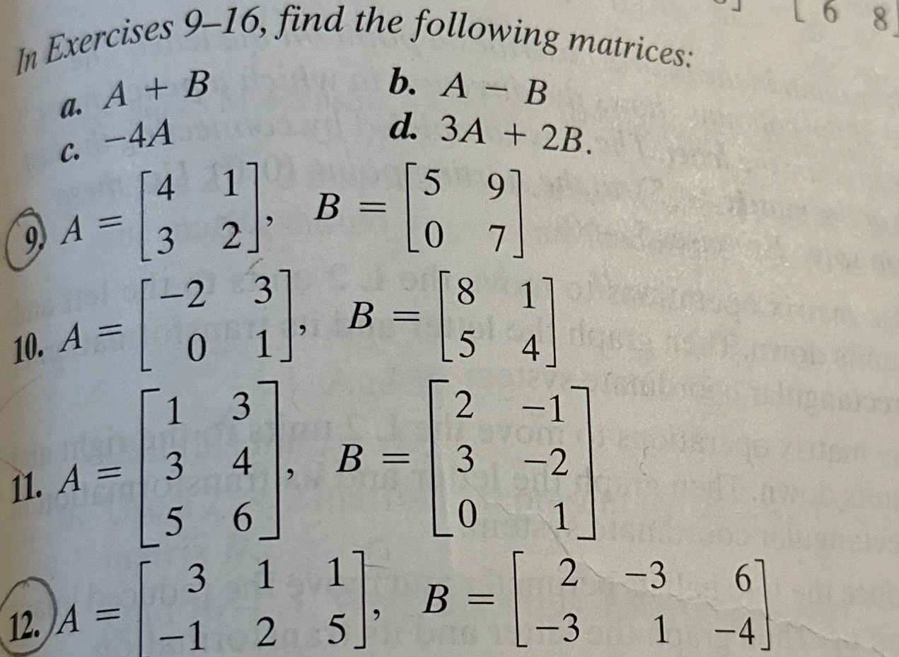 Solved In Exercises 9-16, ﻿find the following | Chegg.com