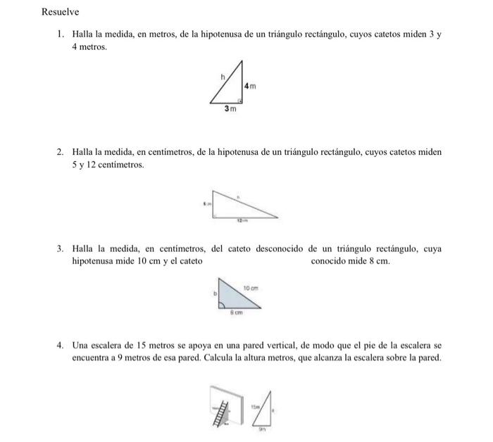 Solved Resuelve 1. Halla la medida, en metros de la | Chegg.com