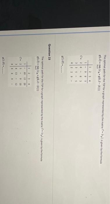 Solved The optimal path for the TSP for a graph represented | Chegg.com