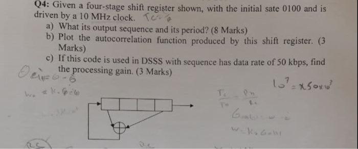 Solved Q4: Given a four-stage shift register shown, with the | Chegg.com
