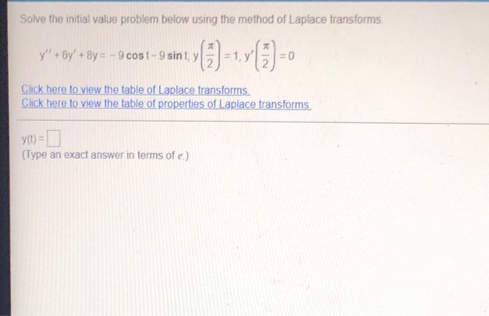 Solved Solve the initial value problem below using the | Chegg.com