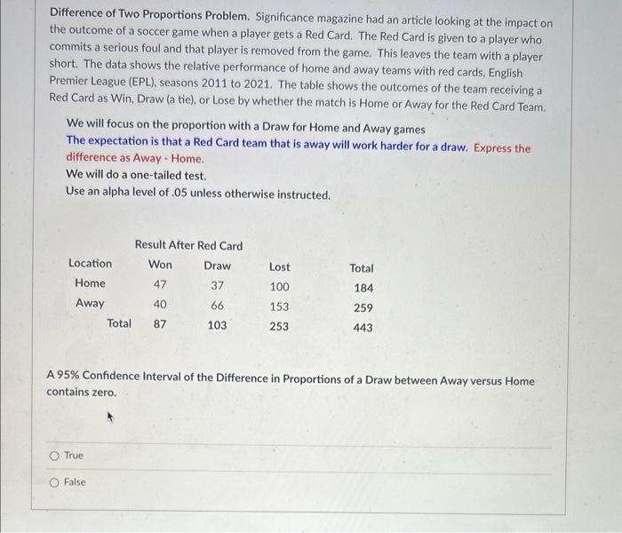 Difference of Two Proportions Problem. Significance | Chegg.com