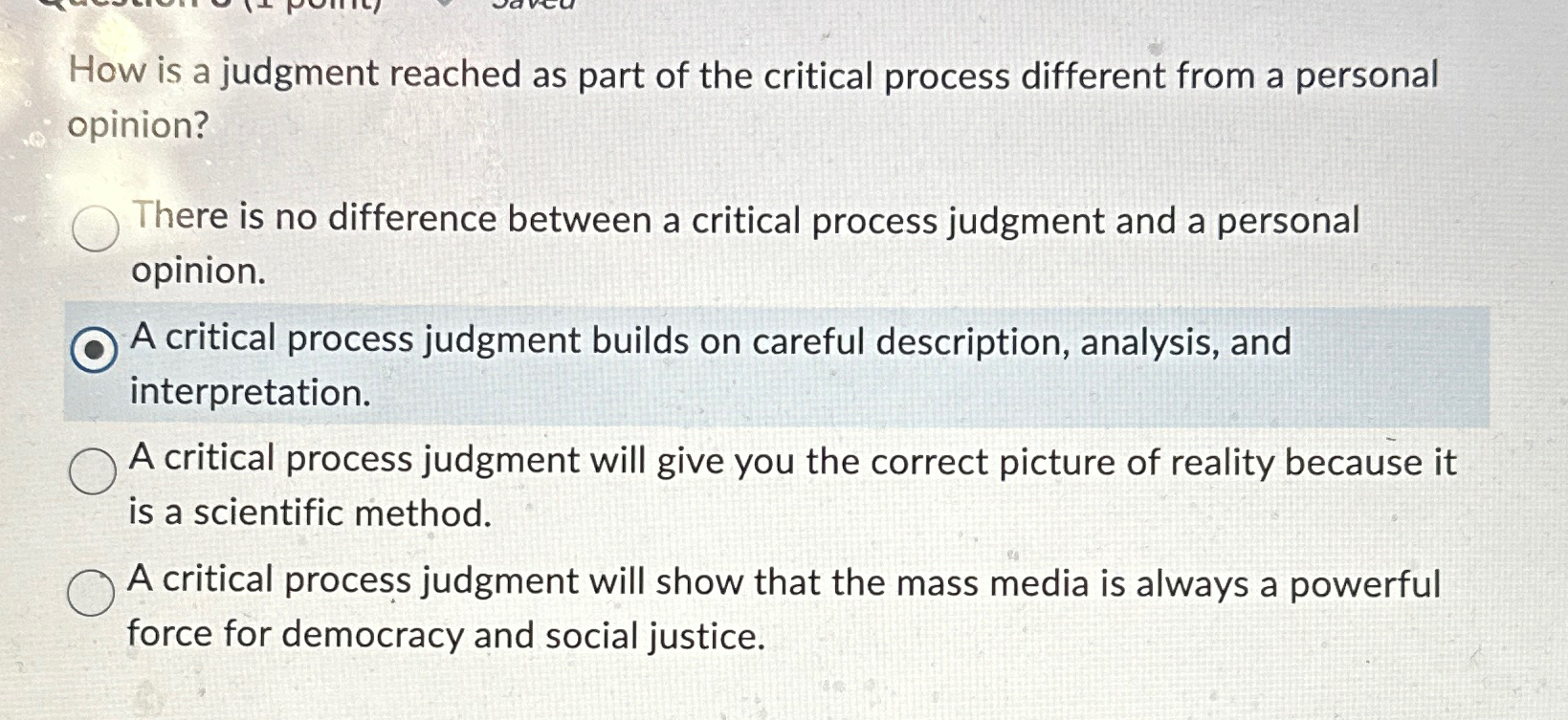 Solved How is a judgment reached as part of the critical | Chegg.com
