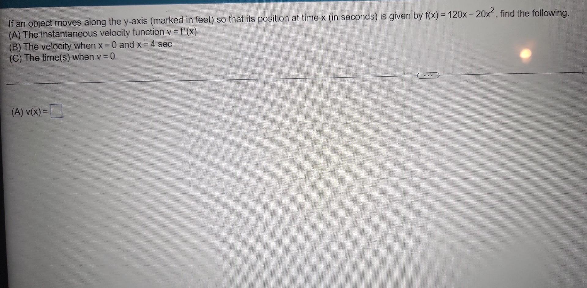 Solved If an object moves along the y-axis (marked in feet) | Chegg.com