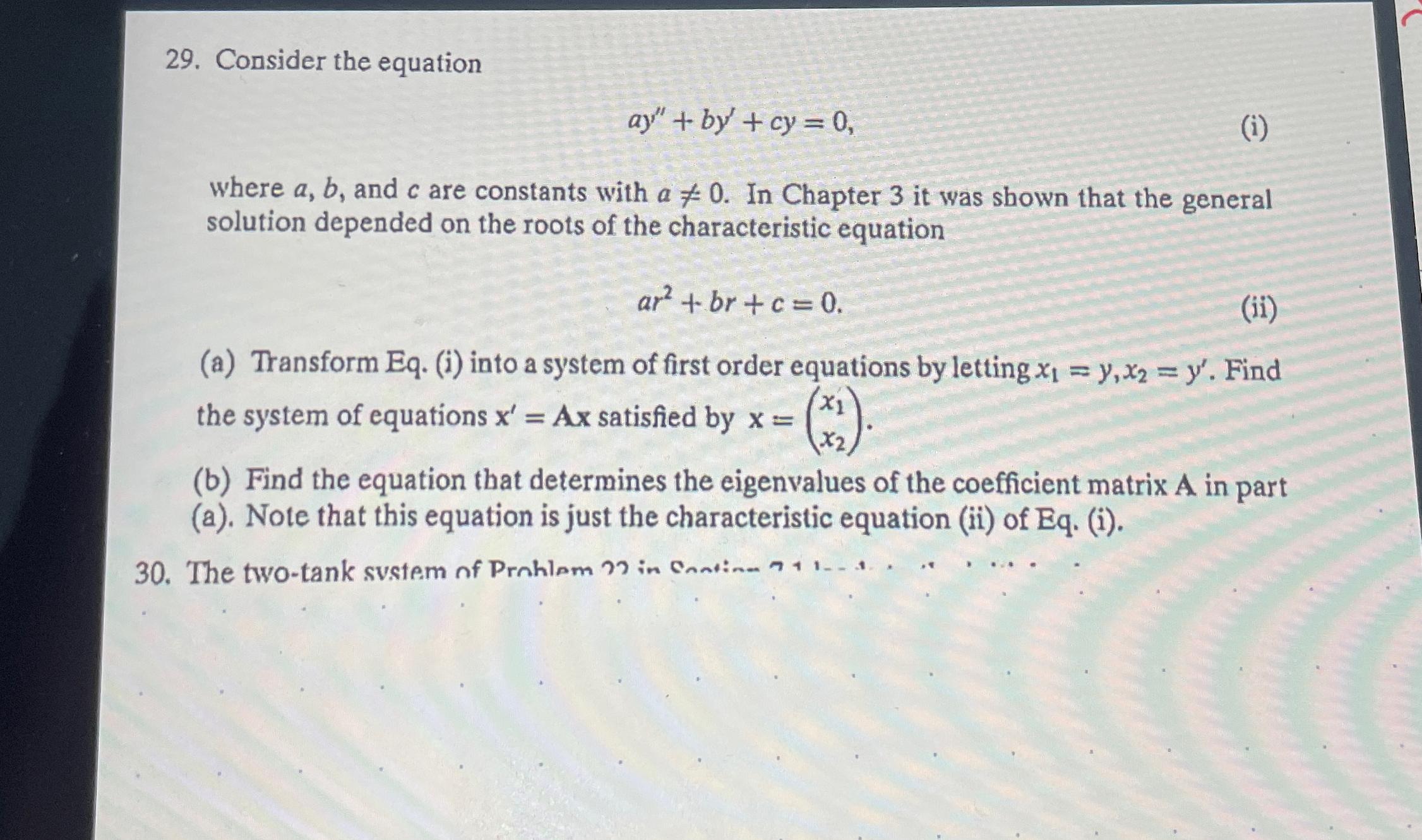 Solved Consider the equationay''+by'+cy=0where a,b, ﻿and c | Chegg.com