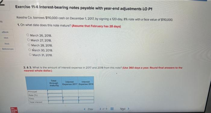 Solved Exercise 11-4 Interest-bearing notes payable with | Chegg.com