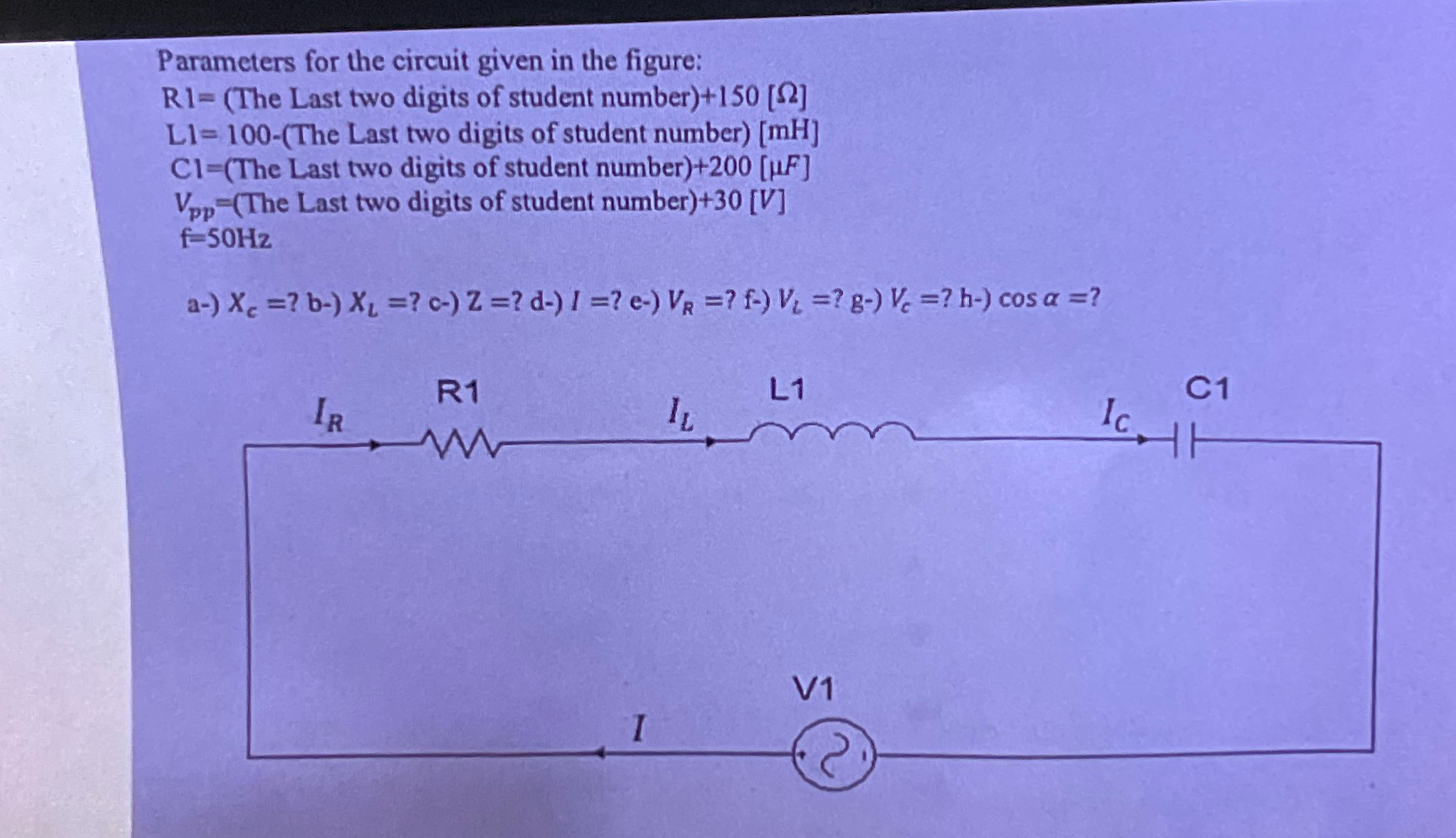 Solved Parameters for the circuit given in the | Chegg.com