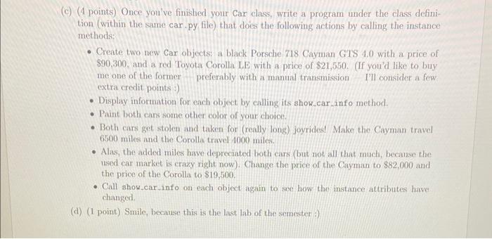 Solved 2. Within a file named car.py, write a class named | Chegg.com