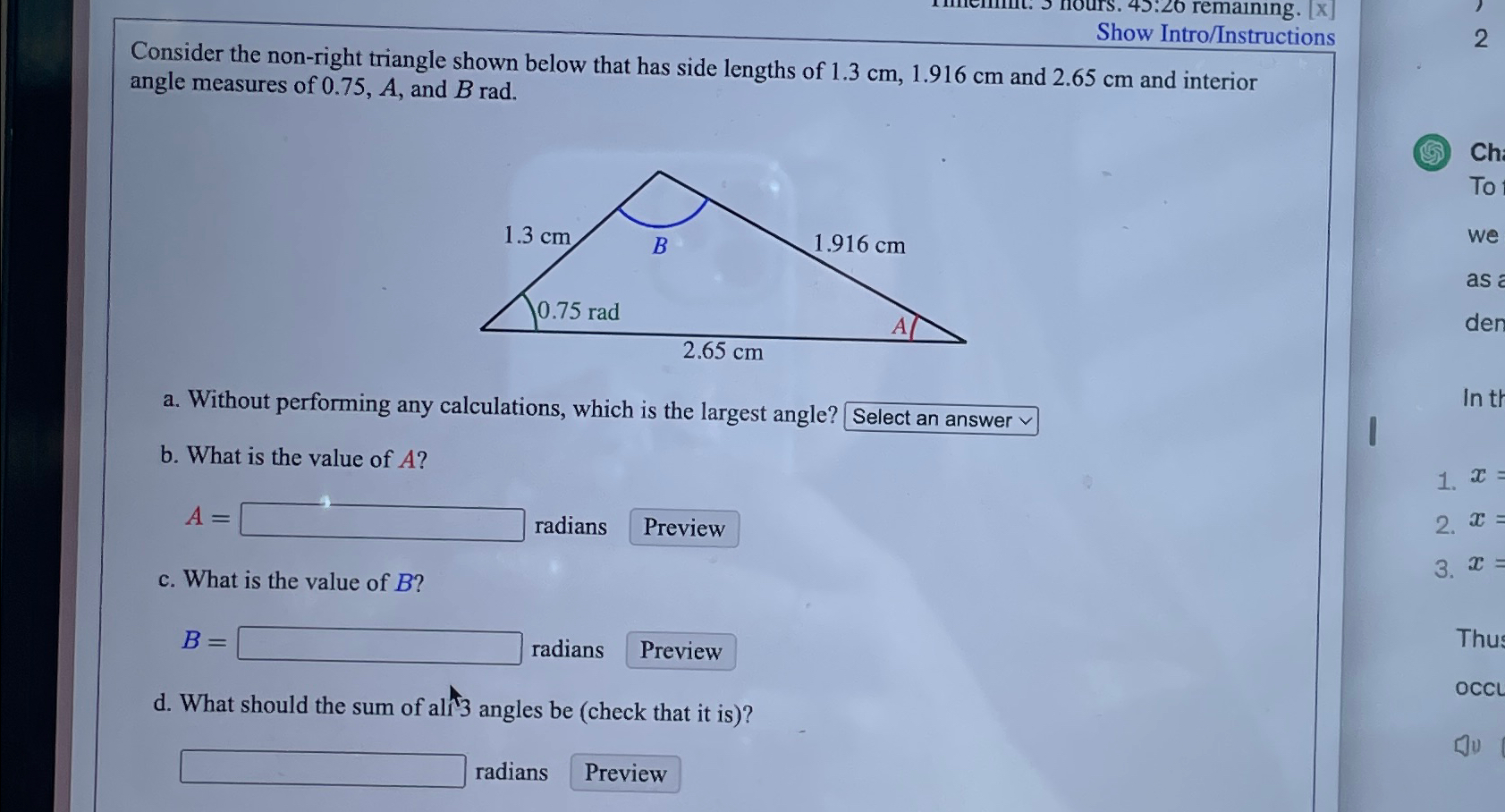 Solved Show Intro/InstructionsConsider the non-right | Chegg.com