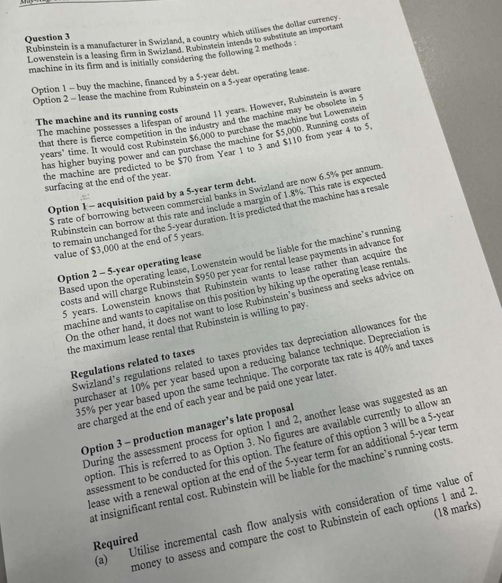 estion 3 binstein is a manufacturer in Swizland, a | Chegg.com