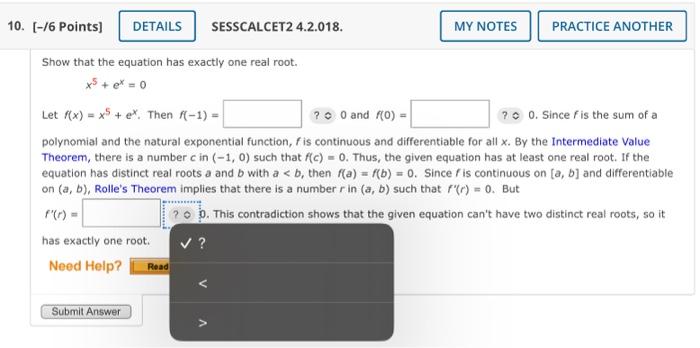 Solved Show that the equation has exactly one real root. | Chegg.com