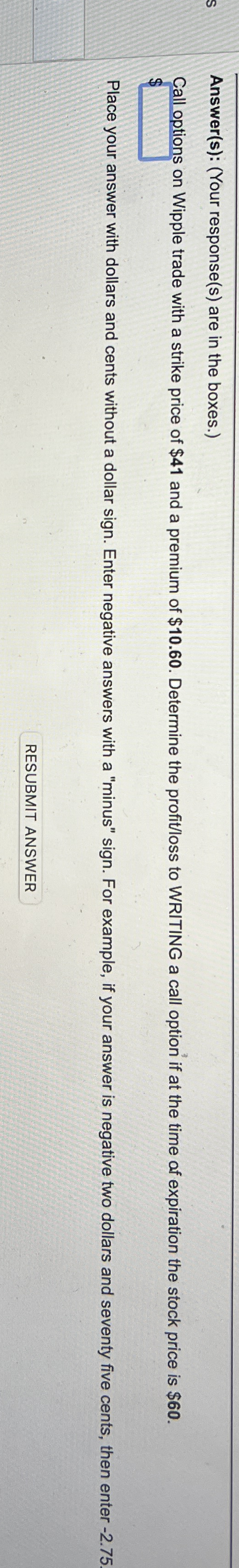 Solved Answer(s): (Your response(s) ﻿are in the boxes.)Call | Chegg.com
