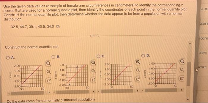 Solved Use the given data values (a sample of female arm | Chegg.com