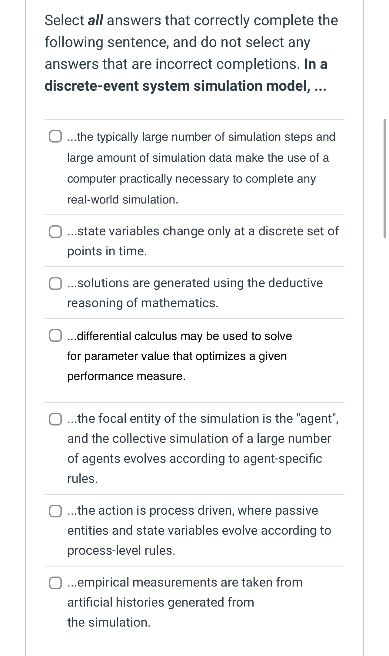Solved Select all answers that correctly complete | Chegg.com