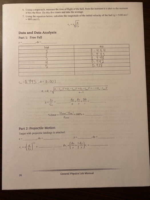 Solved 6. Using a stopwatch, measure the time of flight of | Chegg.com